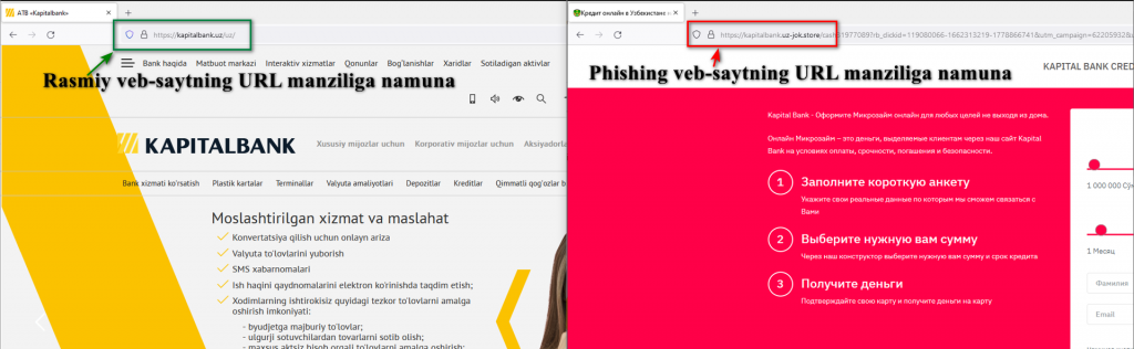 Phishing veb-saytlardan ogoh bo'ling!